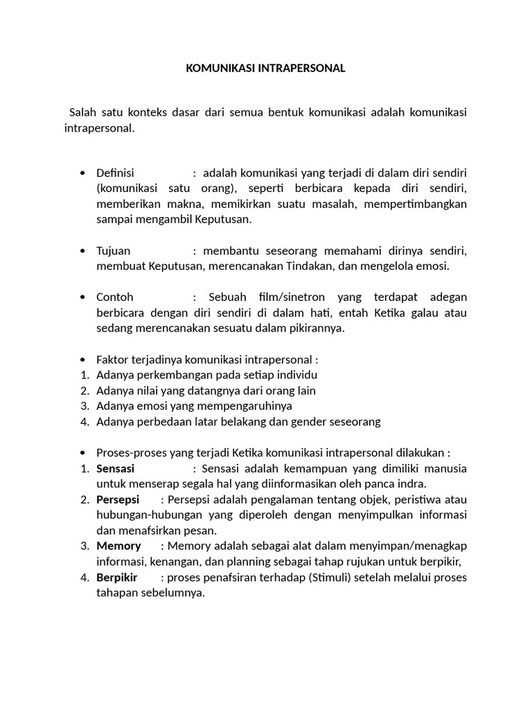 Komunikasi Intrapersonal-Va | PDF