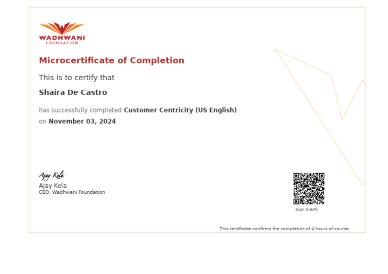 Wadhwani Foundation Certificate - 6727635db53d7dced82817c8 | PDF
