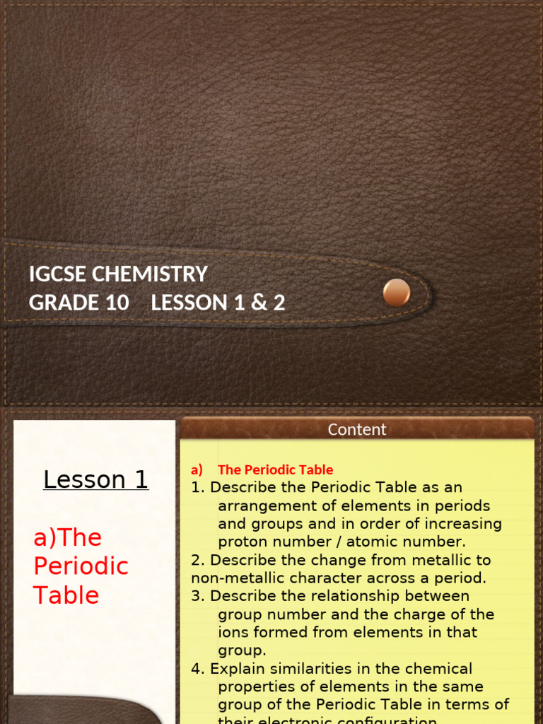 IGCSE Chemistry: Periodic Table Basics | PDF | Periodic Table | Ion