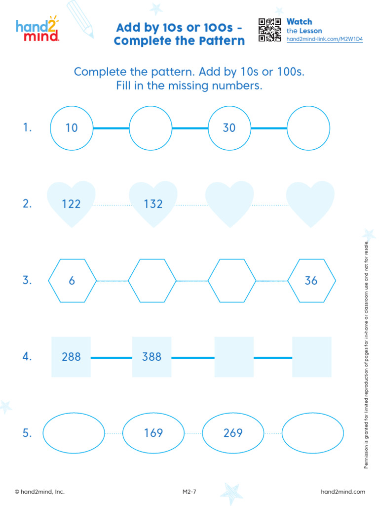 Grade-2-Math-Add-by-10s-or-100s-Complete-the-Pattern | PDF