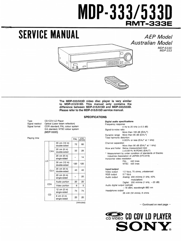 MDP-533D-En Service Manual Scan | PDF