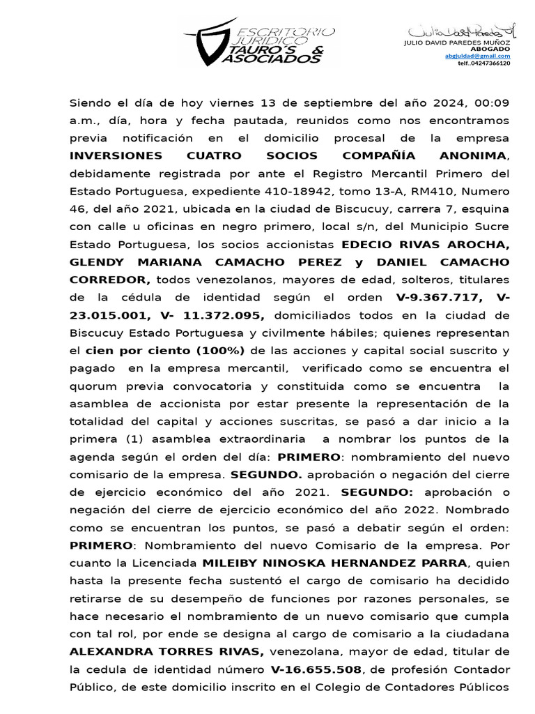 ACTA DE Asamble Cierre de Ejercicio 21 Orig | PDF | Documento de identidad | Gobierno