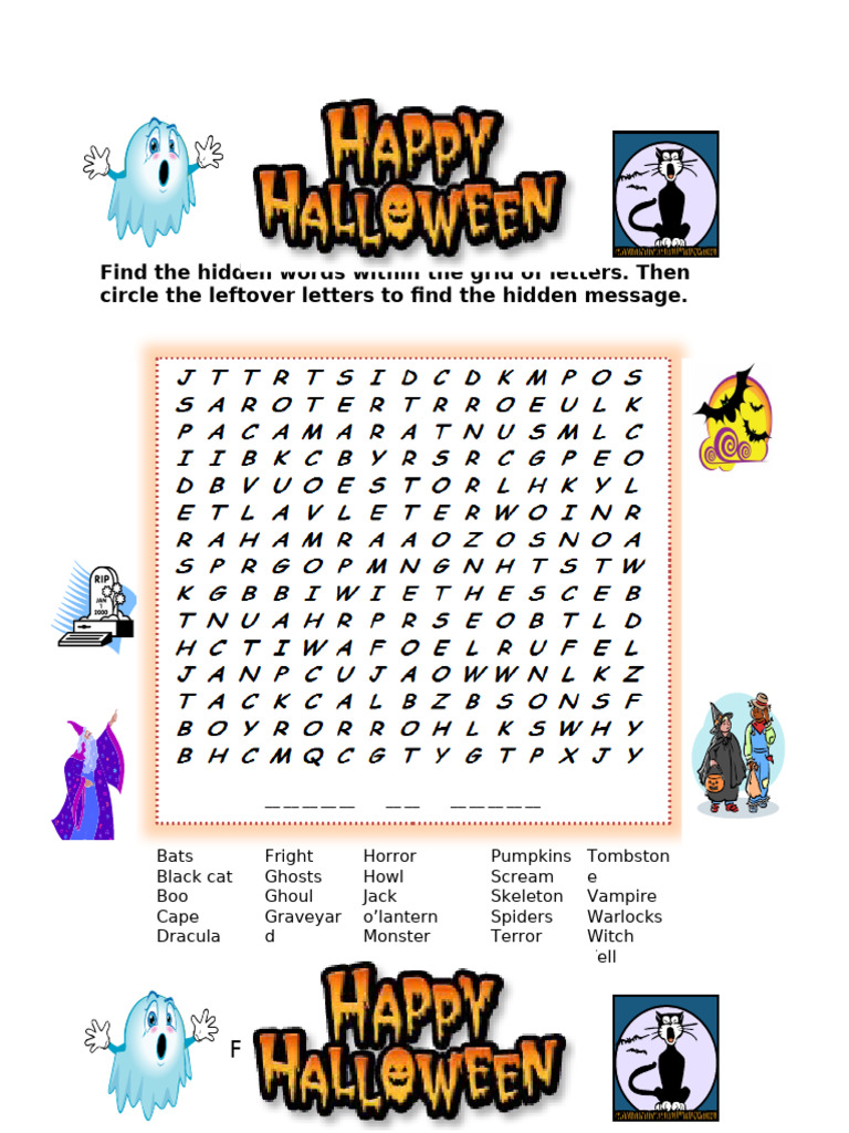 Hidden Words Puzzle for Halloween Fun | PDF