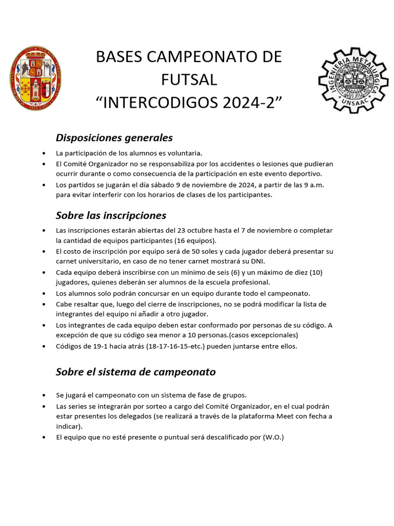 Bases Intercodigos 2024-2 | PDF | Árbitro | Deportes