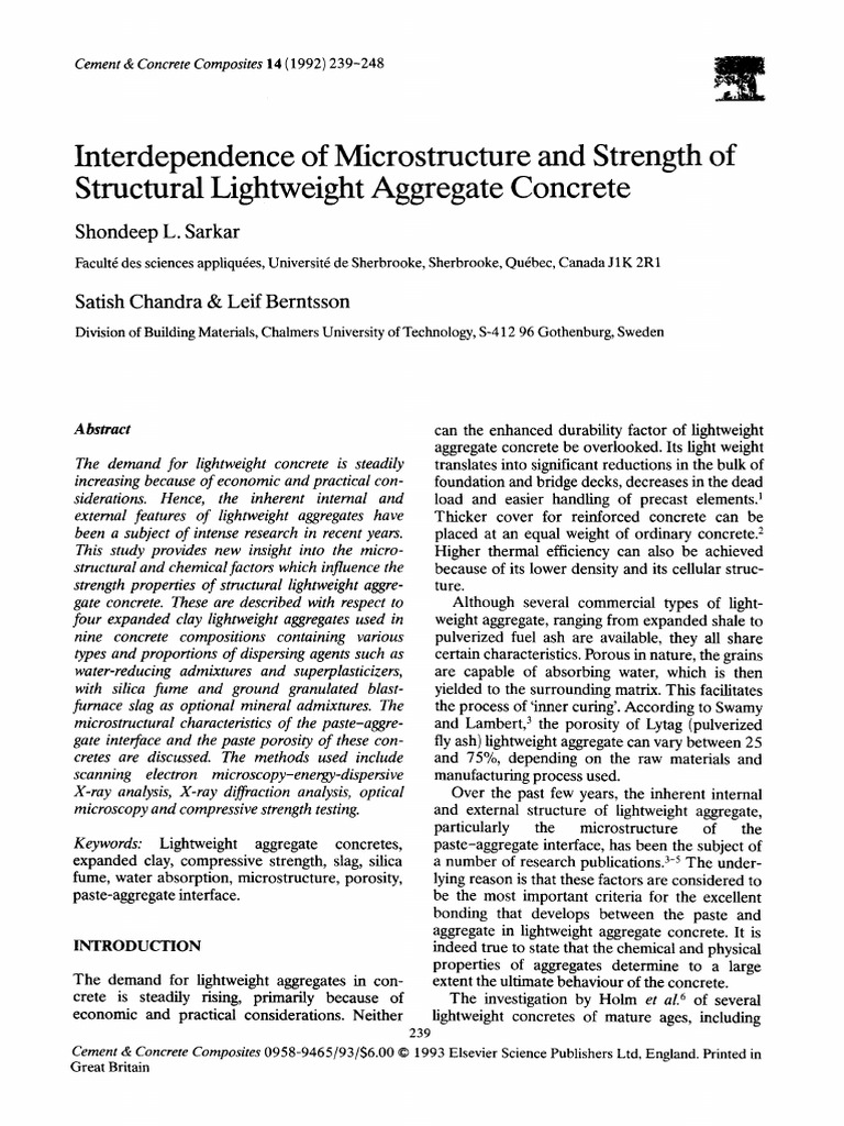 Interdependence of Microstructure and Strength of Structural Lightweight Aggregate Concrete ...