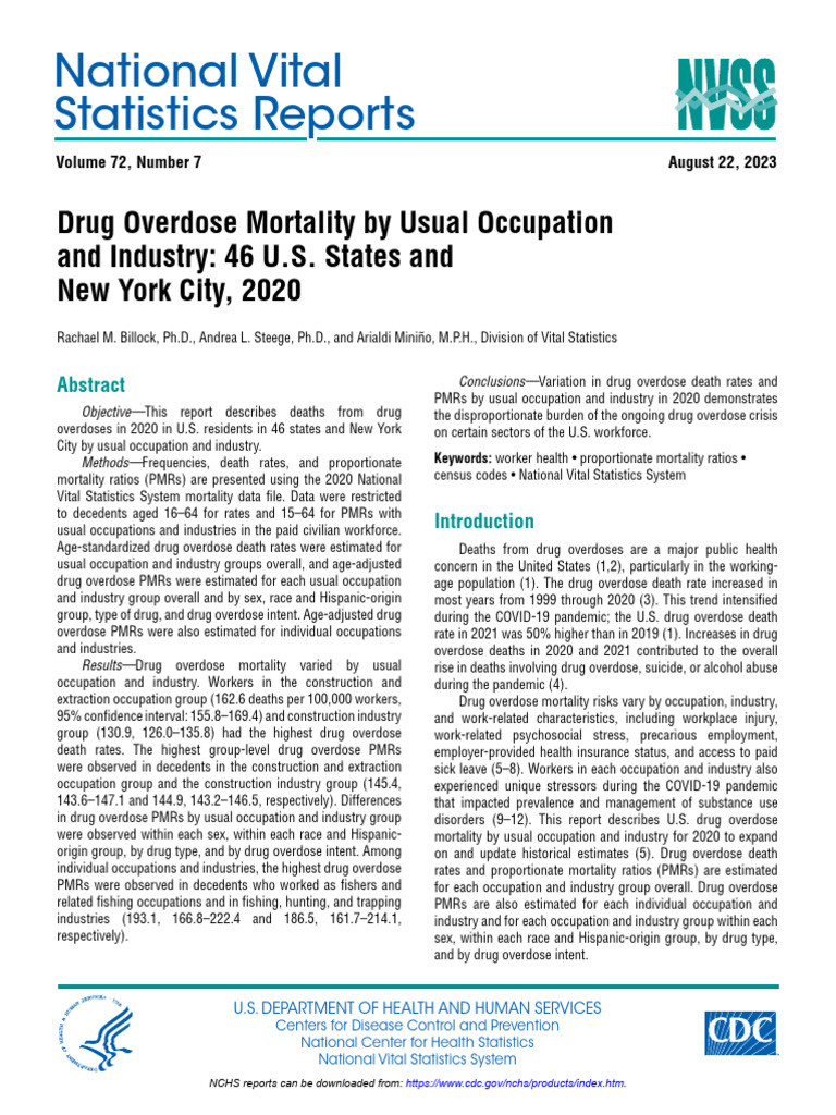 CDC 128631 DS1 | PDF | Substance Abuse | Mortality Rate
