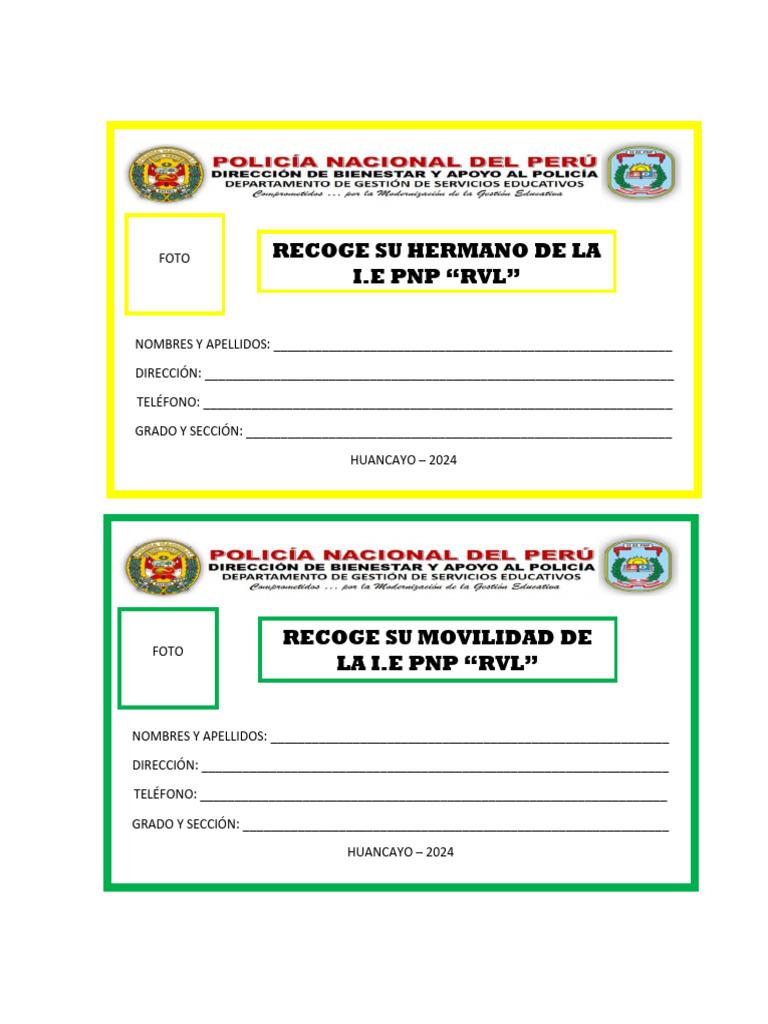 Fotochek para El Segundo Grado A | PDF