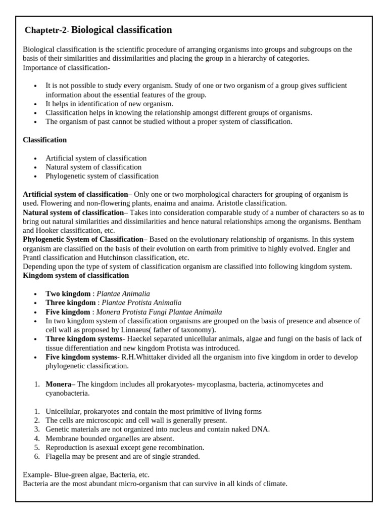 Biological Classification Overview | PDF | Taxonomy (Biology) | Spore