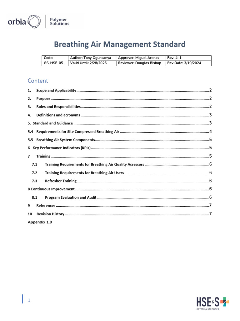 GS-HSE-05-Breathing-Air-Standard | PDF | Gases