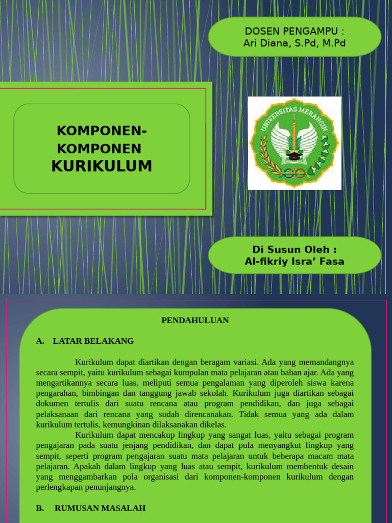 Komponen-Komponen Kurikulum | PDF