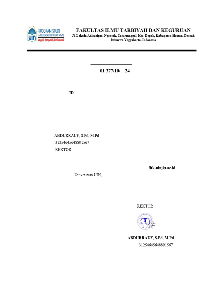 Surat Rektor Uin | PDF