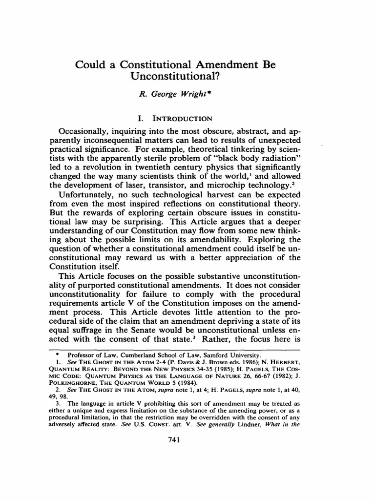Could A Constitutional Amendment Be Unconstitutional | PDF ...