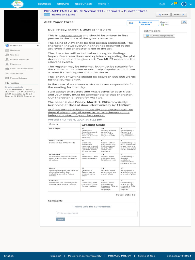 AICE Paper Three Schoology | PDF | Characters In Romeo And Juliet ...