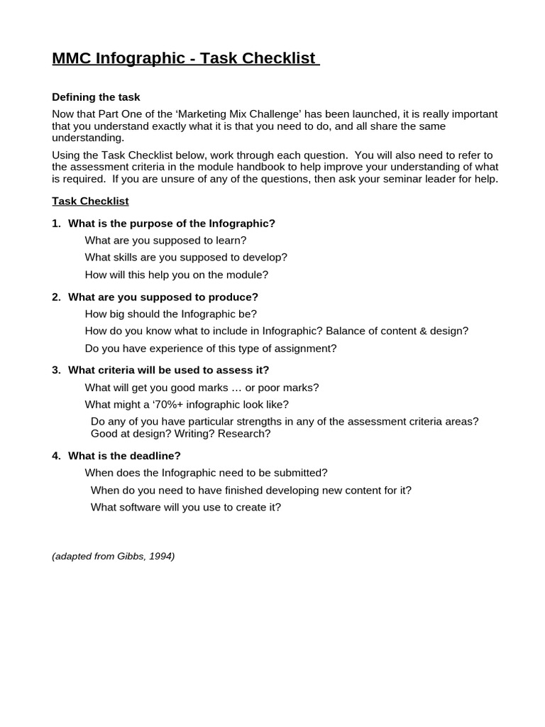 Week 2 - Seminar MMC Task Checklist Template | PDF