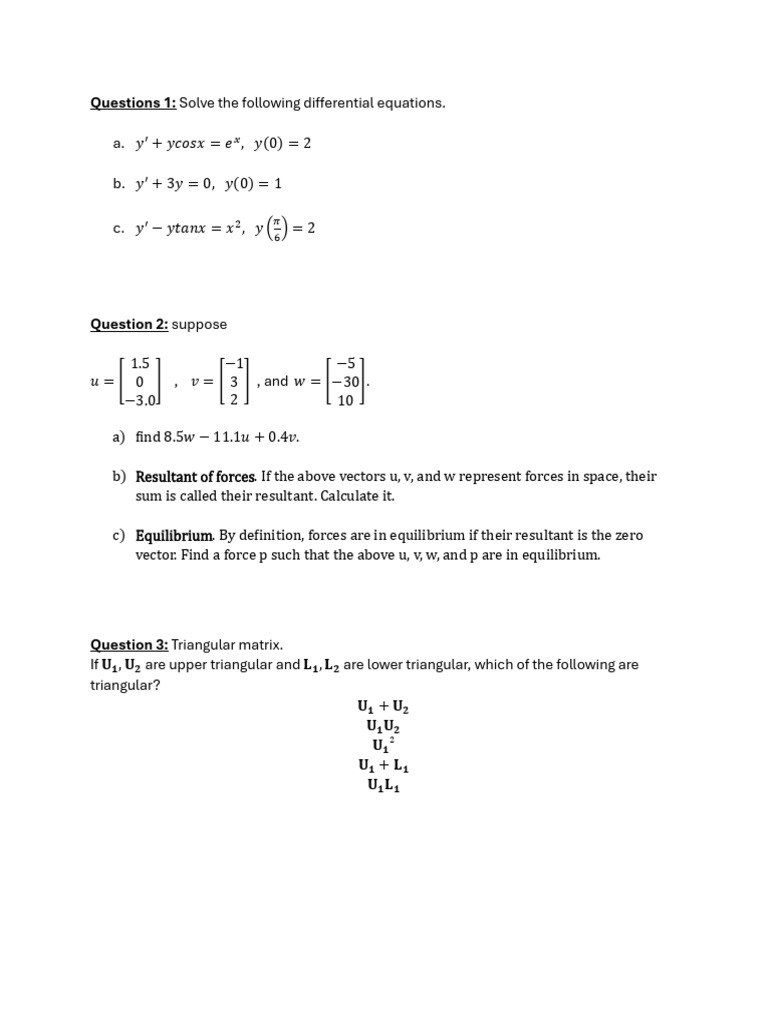 Differential Equations & Vectors | PDF | Teaching Methods & Materials