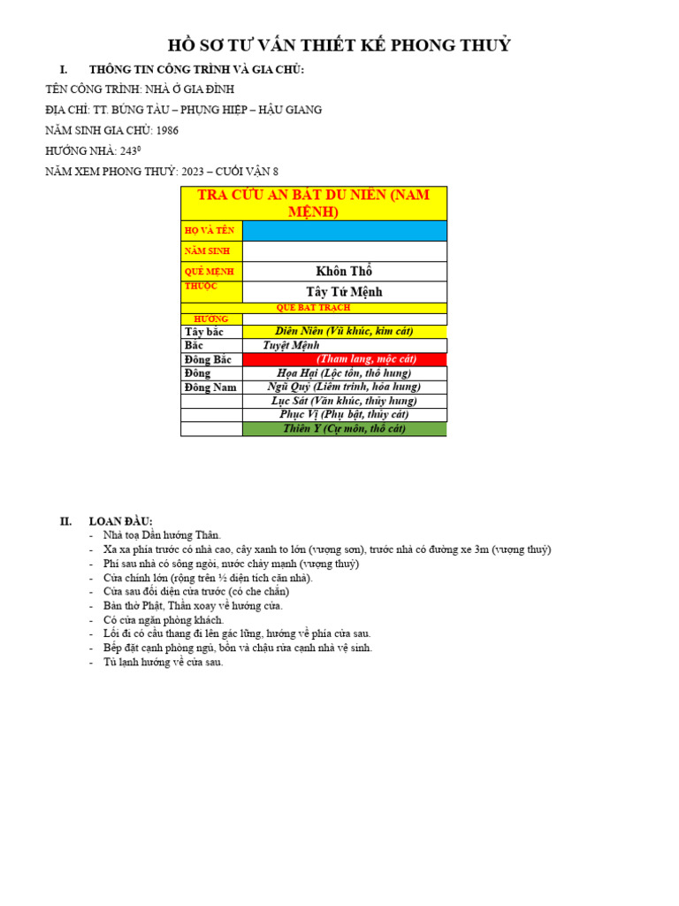 HS Tu Van Thiet Ke Phong Thuy | PDF