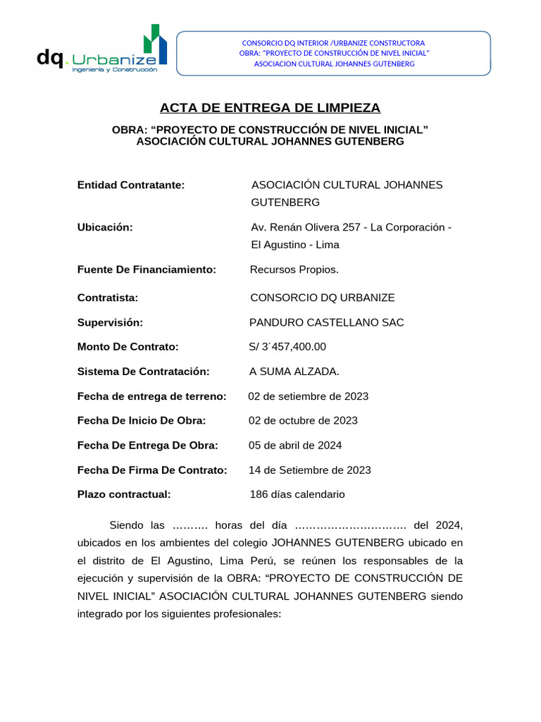Acta de Entrega de Iiss | PDF