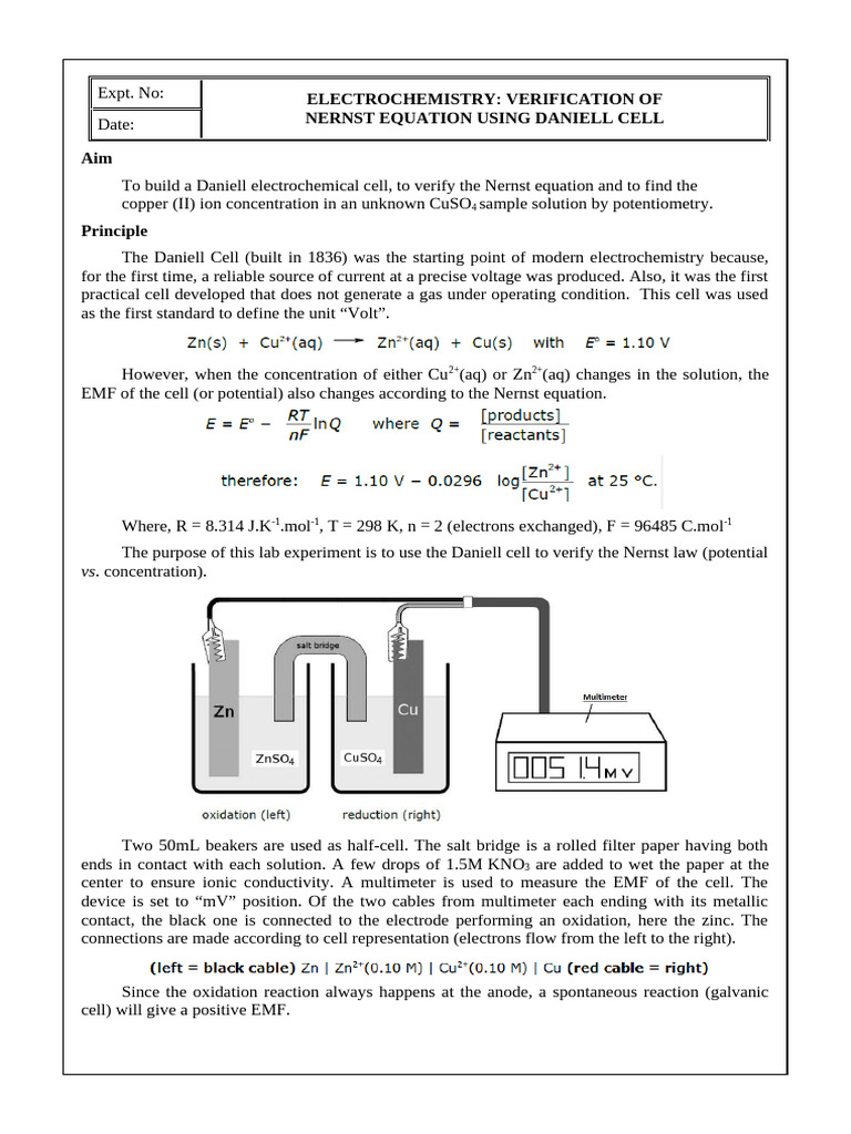 Electrochemistry - Daniell Cell | PDF | Electrochemistry | Materials ...