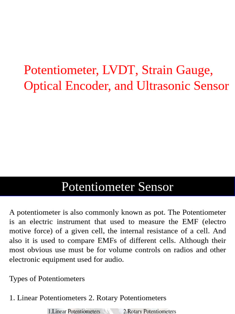 LVDT, Strain Gauge, Optical Encoder, and Ultrasonic Sensor | PDF ...
