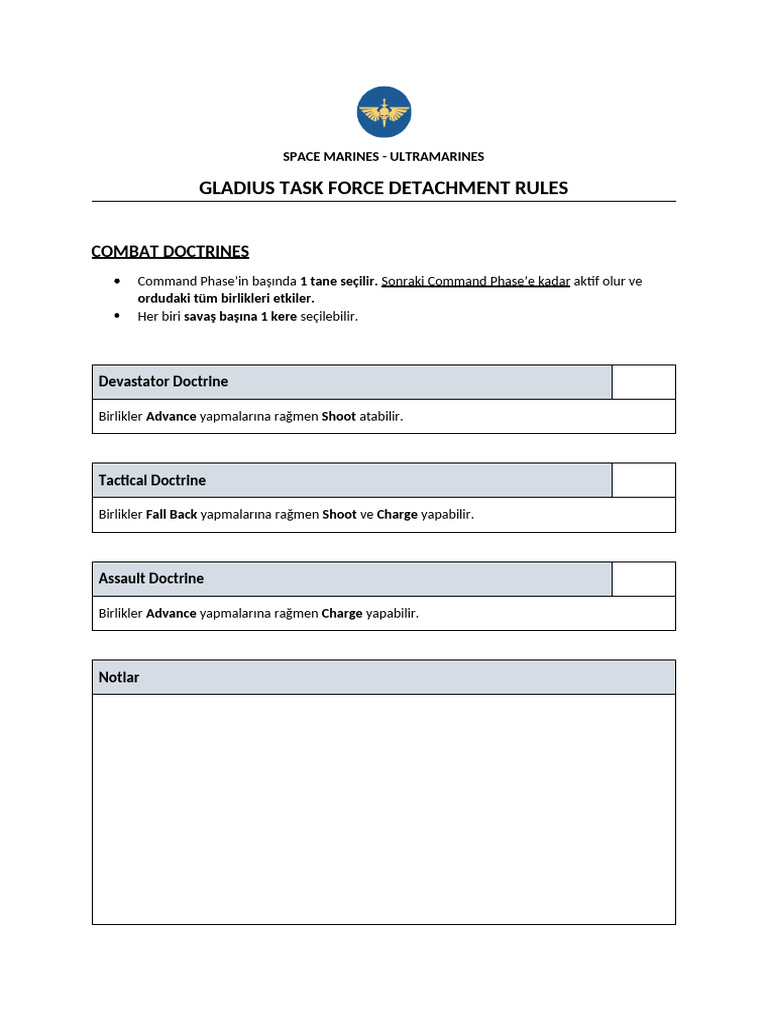 Ultramarines - Gladius Task Force | PDF