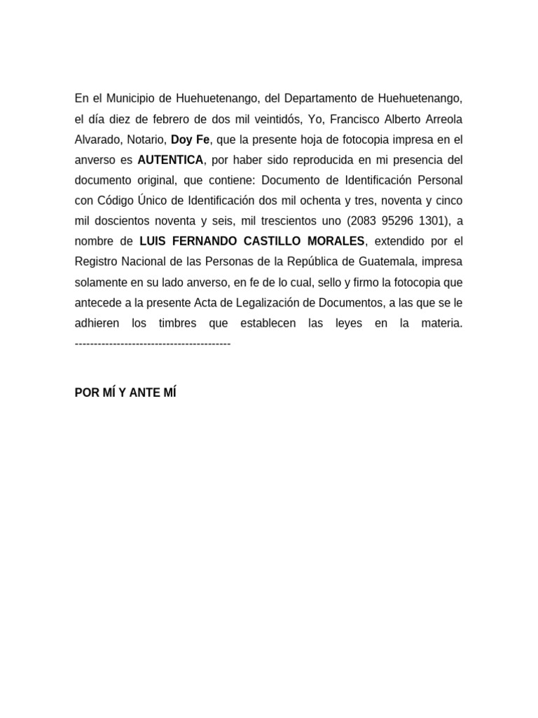 Autenticas Documentos Luis Fernando Castillo Morales | PDF | Guatemala