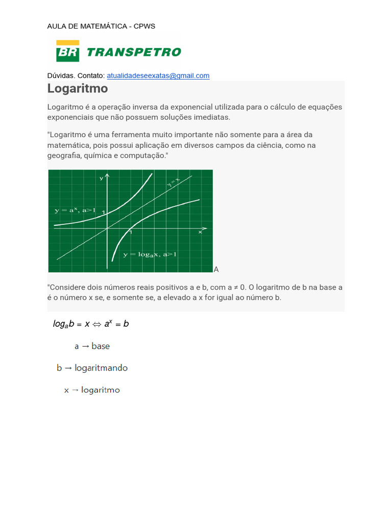 Aula+7+ +Logaritmo+e+Trigonometria+ +cpws | PDF | Métodos e Materiais de Ensino