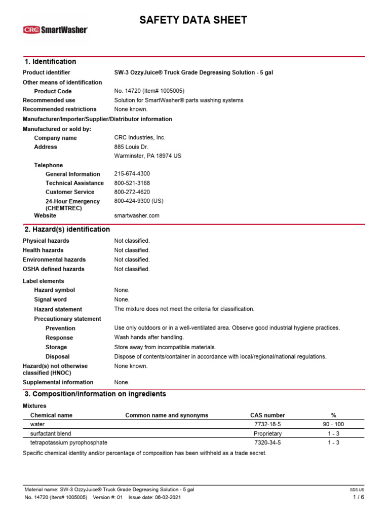SW-3 OzzyJuice® Truck Grade Degreasing Solution - 5 Gal | PDF ...