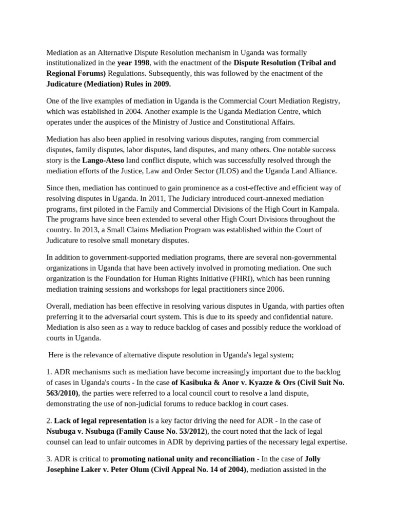 Adr Course Work | PDF | Alternative Dispute Resolution | Mediation