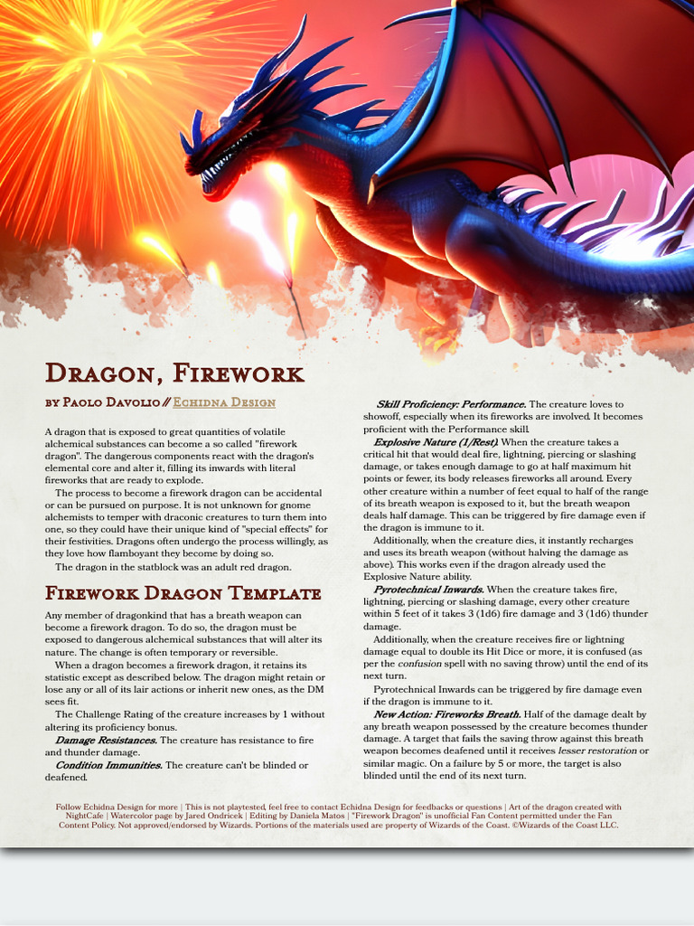 Fireworks Dragon - GM Binder | PDF | Dragon | Role Playing Games