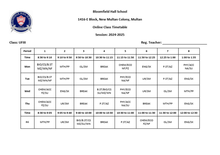 Online Class Timetable - UFIII | PDF