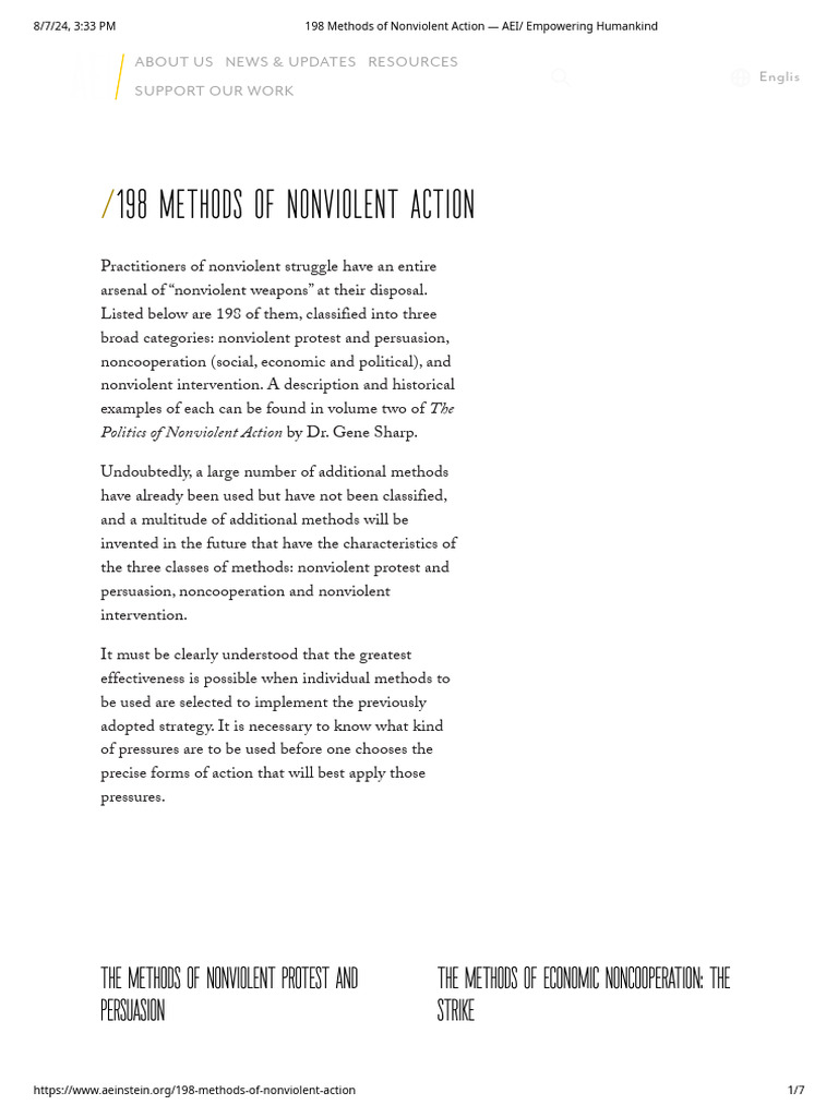 198 Methods of Nonviolent Action - AEI - Empowering Humankind | PDF ...