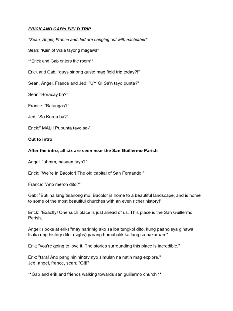 SCRIPT - Erick and Gab's Field Trip | PDF