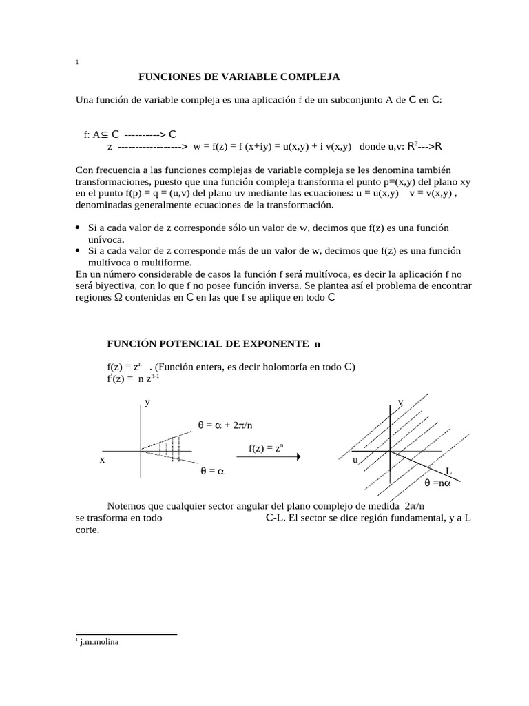 Funciones Complejas y Transformaciones | PDF | Función holomorfa | Función (Matemáticas)