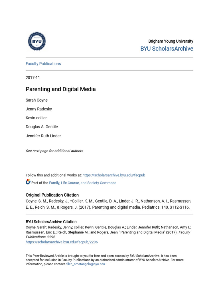 Parenting and Digital Media | PDF | Adolescence | Parenting