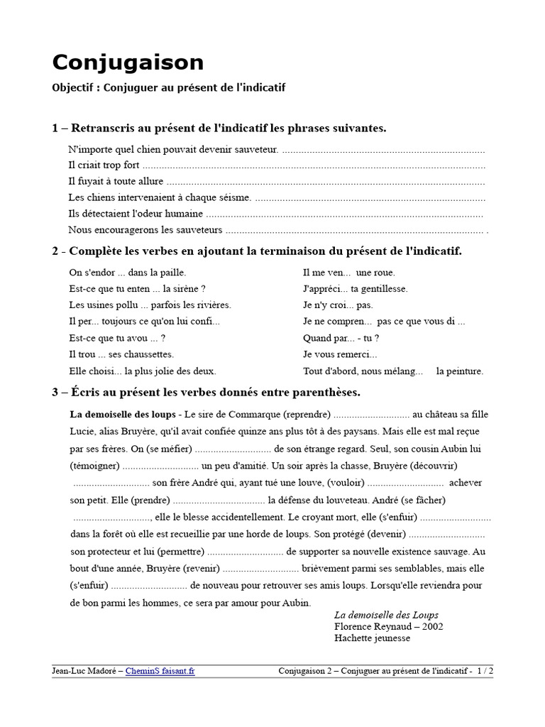 Le Présent de L'indicatif | PDF