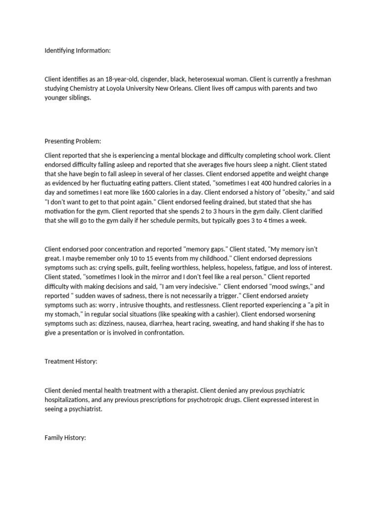 Case Presentation GB | PDF | Anxiety | Abnormal Psychology