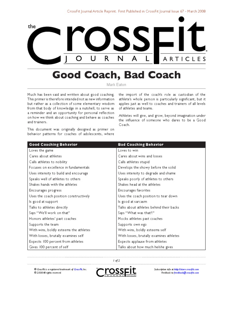 67 08 Good Bad Coach | PDF | Self-Improvement