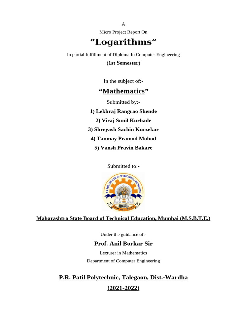 Logarithm - Title | PDF