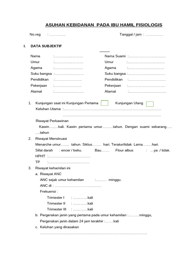 Form Askeb ANC Fisiologis | PDF