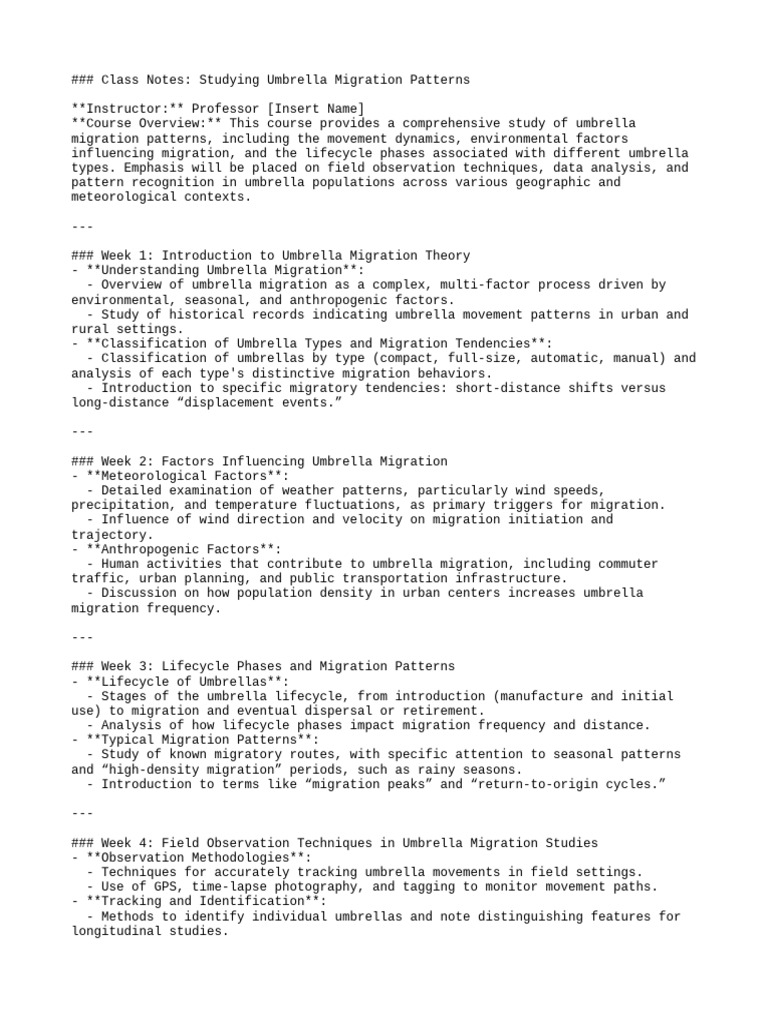 Class Notes: Studying Umbrella Migration Patterns | PDF | Human ...