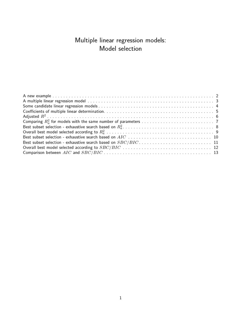 Model Selection | PDF | Coefficient Of Determination | Errors And Residuals Model Selection | PDF | Coefficient Of Determination | Errors And Residuals