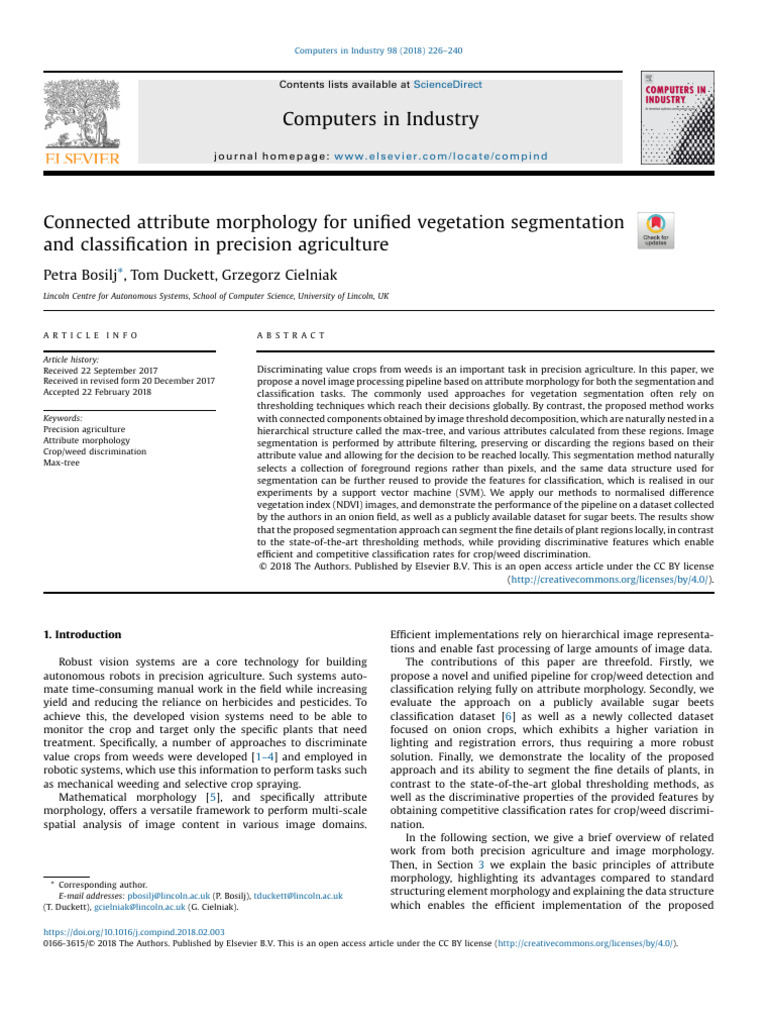 Connected Attribute Morphology For Unified Vegetation Segmentation and Classification in ...