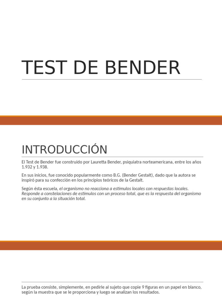 Test de Bender: Evaluación Viso-Motora | PDF | Trastorno mental | Las ...