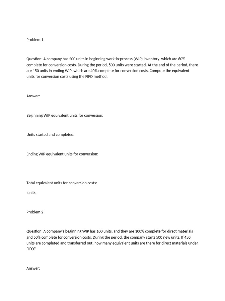 process costing problem questions | PDF | Inventory | Management Accounting