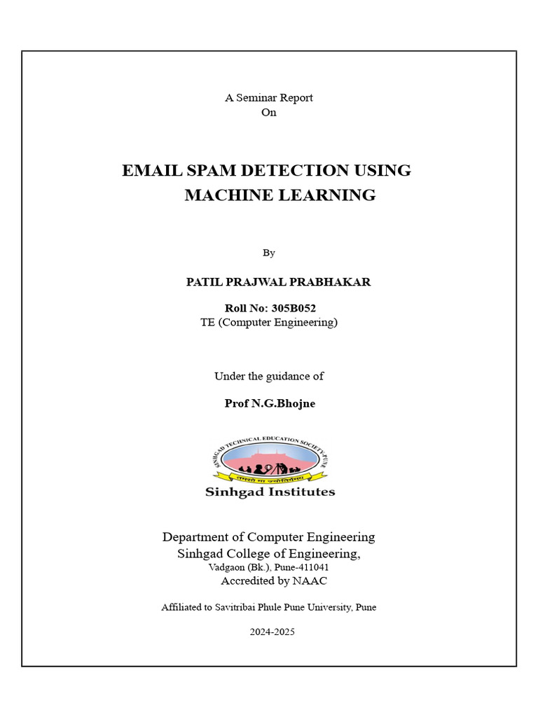 Prajwal Patil (Seminar Report) | PDF | Machine Learning | Email Spam