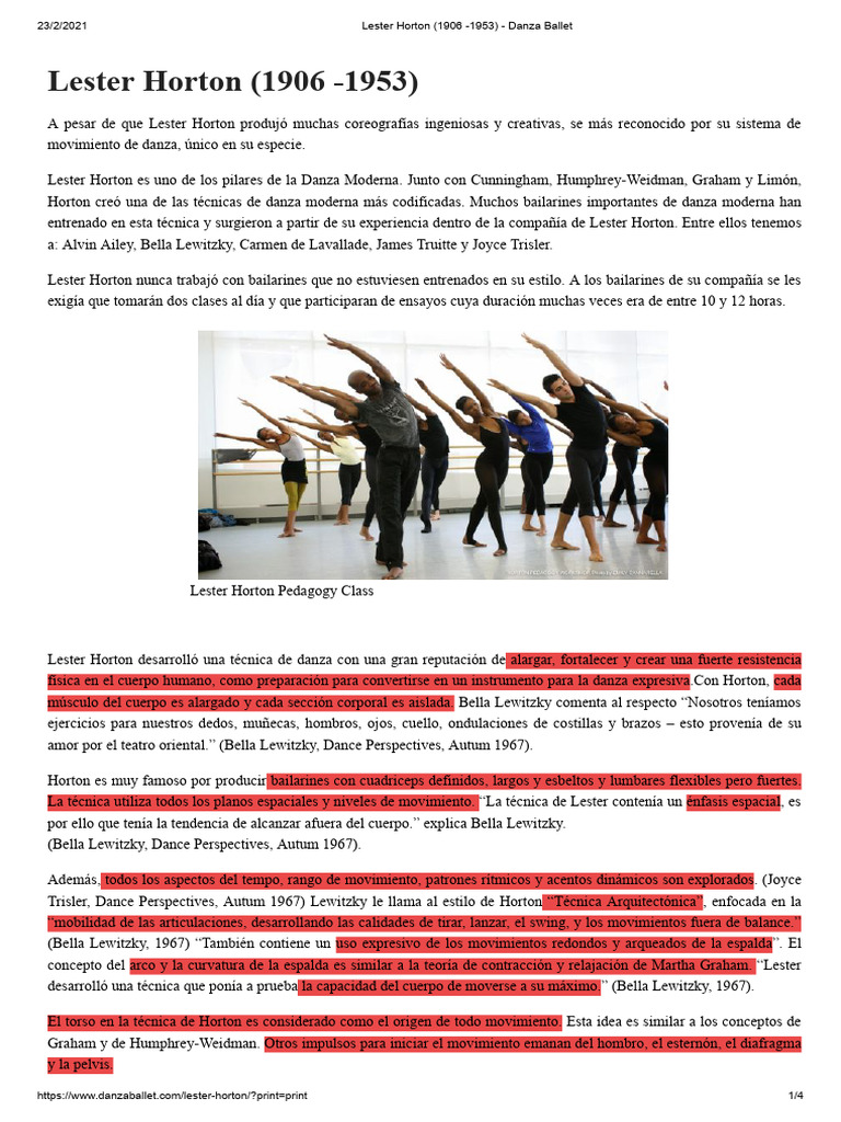 Lester Horton (1906 - 1953) - Danza Ballet | PDF | Bailes | Ballet