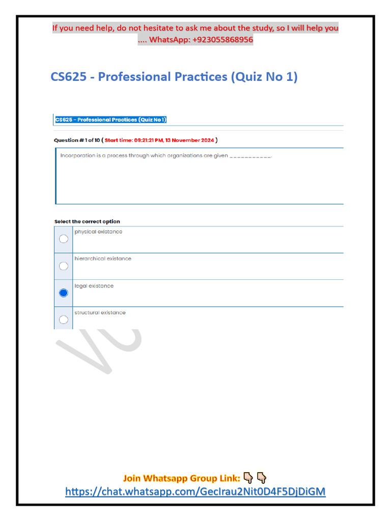 CS625 Quiz 1 Mid by Vu-Gateway | PDF