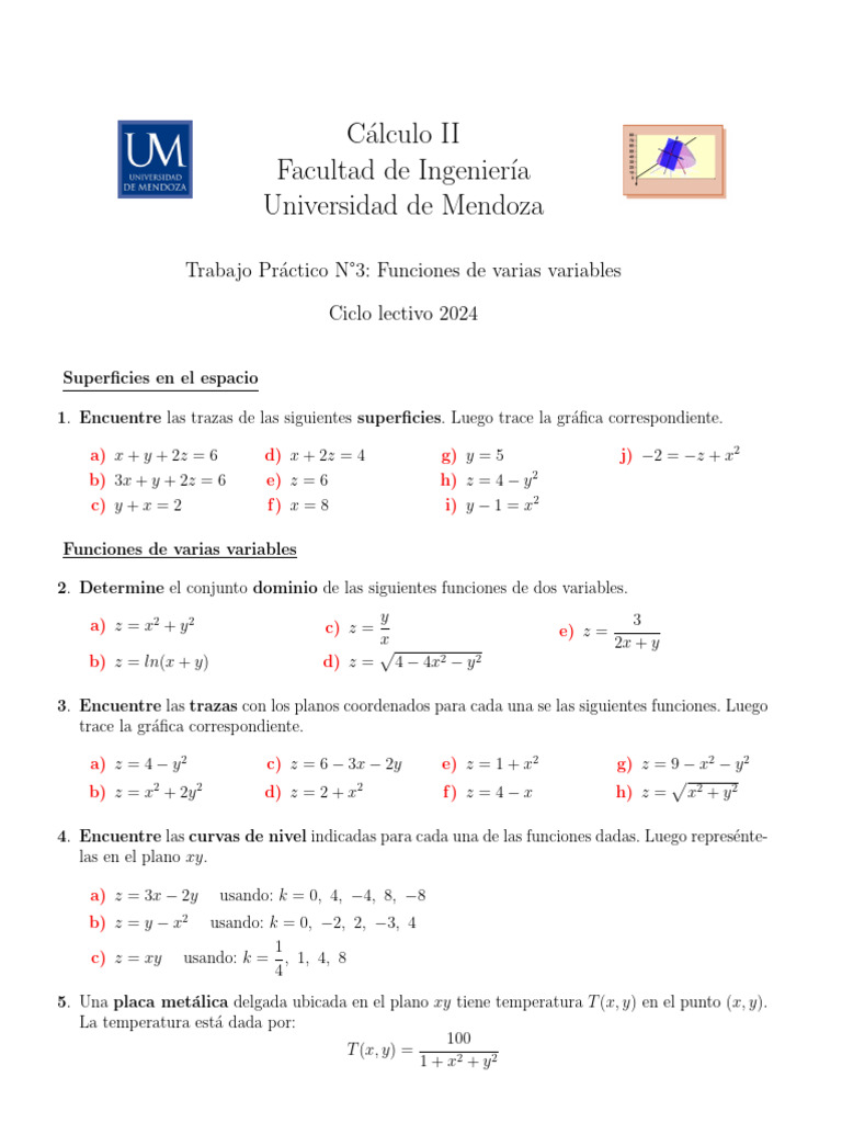 TP3 - Cálculo II - 2024 | PDF | Función (Matemáticas) | Análisis matemático