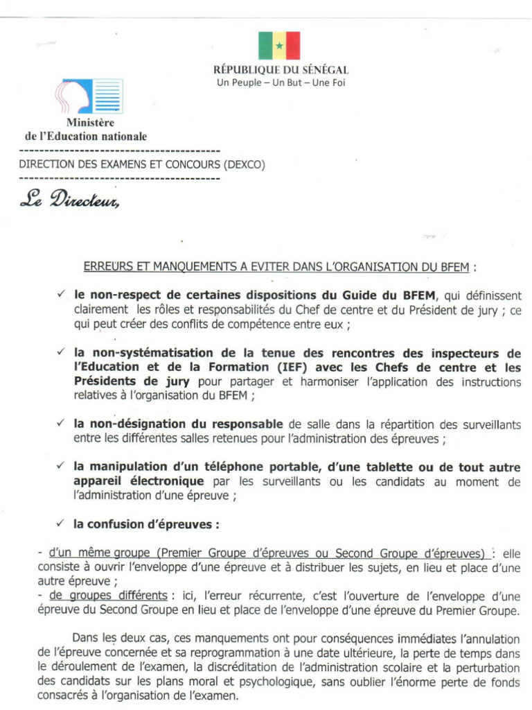 Instructions BFEM 2024 | PDF