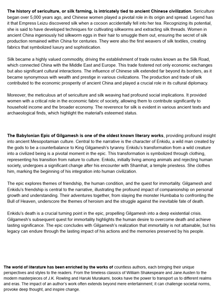 History and Impact of Sericulture | PDF | Freedom Of Speech | Silk